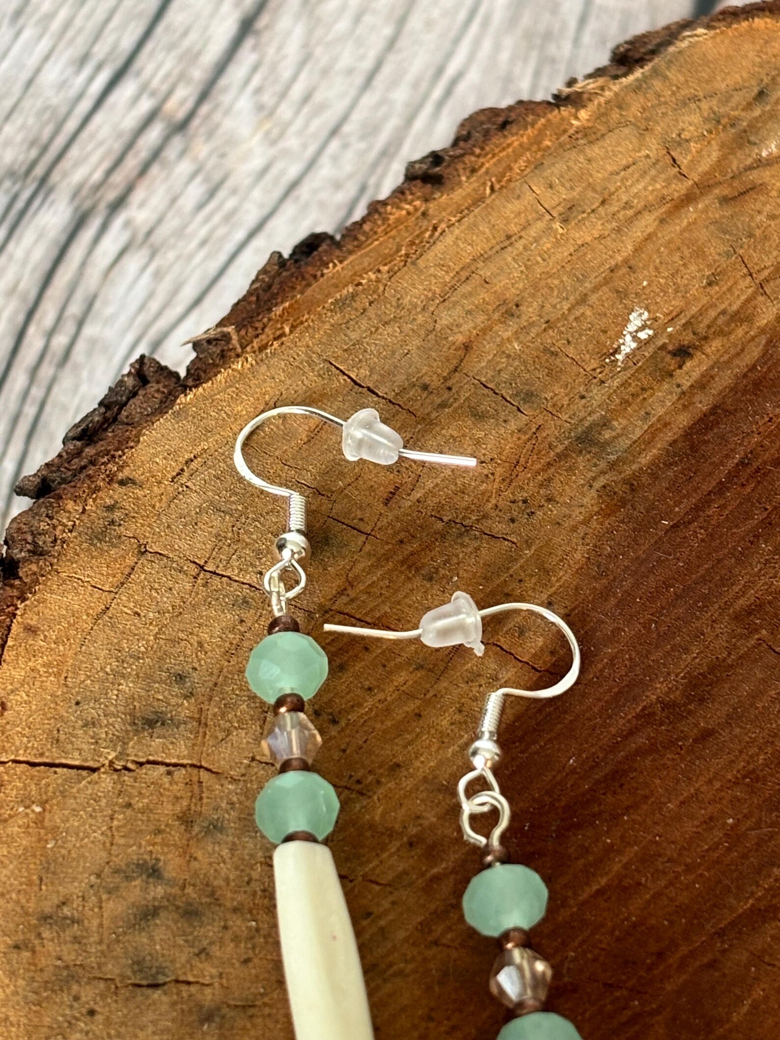 Buffalo Bone Hairpipe Quill and Sage Green Beaded Dangle Earrings - Etsy