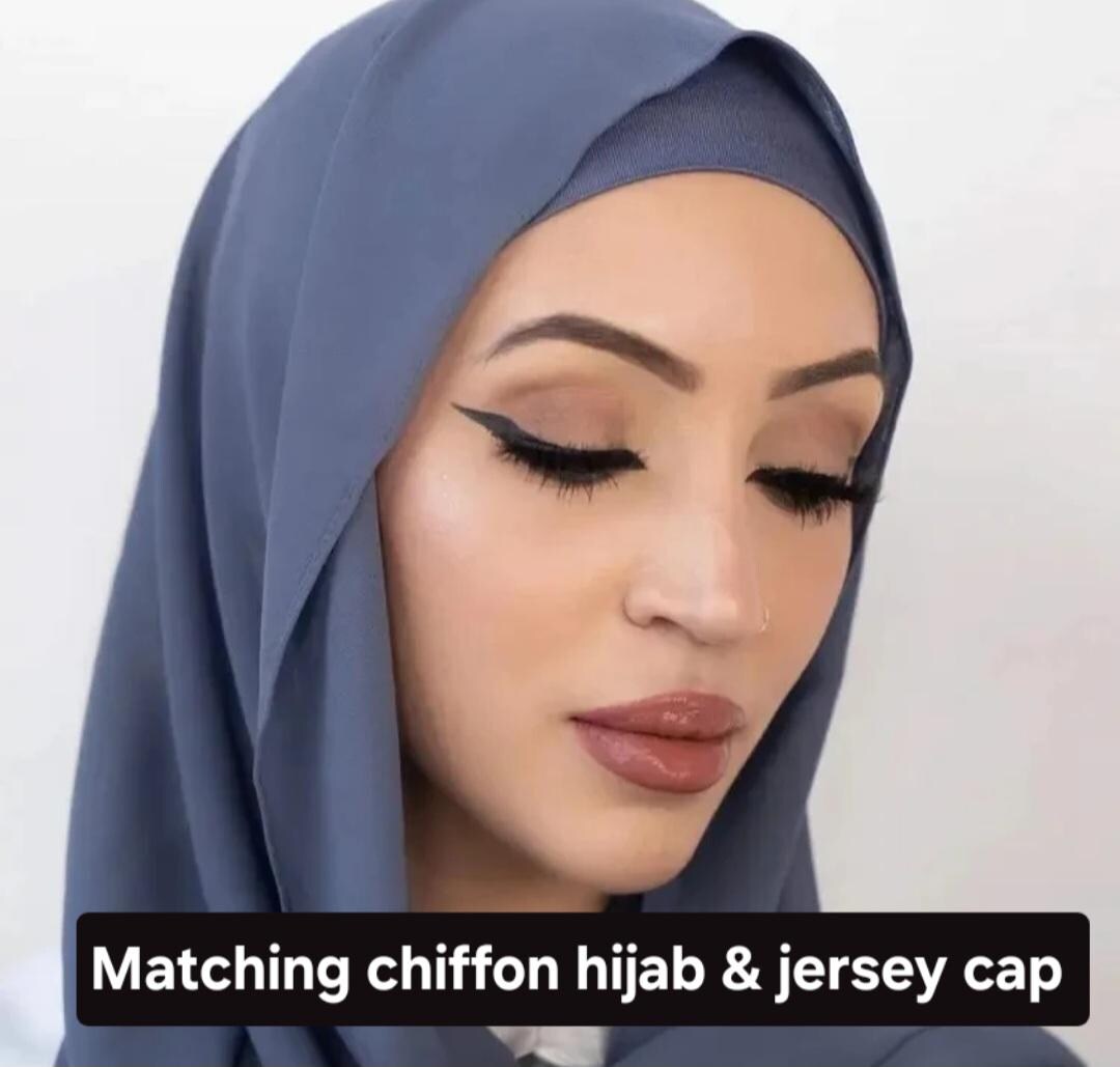 HIJAB & CAP Set Chiffon Scarves and Undercap Jersey Set Shawl Matching ...
