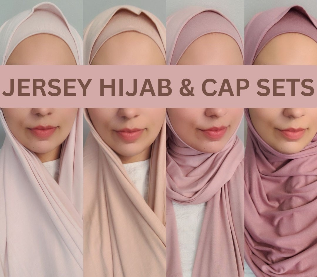 JERSEY HIJAB and CAP Set, Hijab Undercap, Luxury Jersey Large Scarf ...