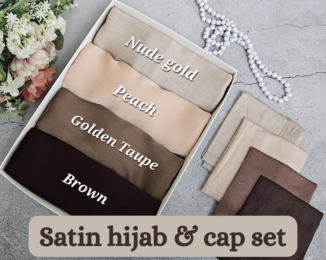 SATIN Hijab and Cap Set Satin Hijab Set Premium Hijab Eid Gift for Her ...