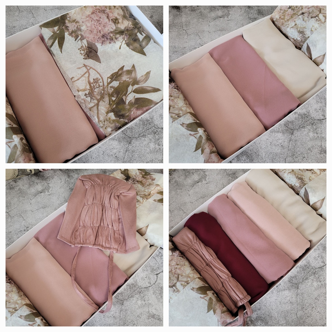 Hijab Gift Set CHIFFON Hijab Box Gift for Her Chiffon Hijab Satin ...