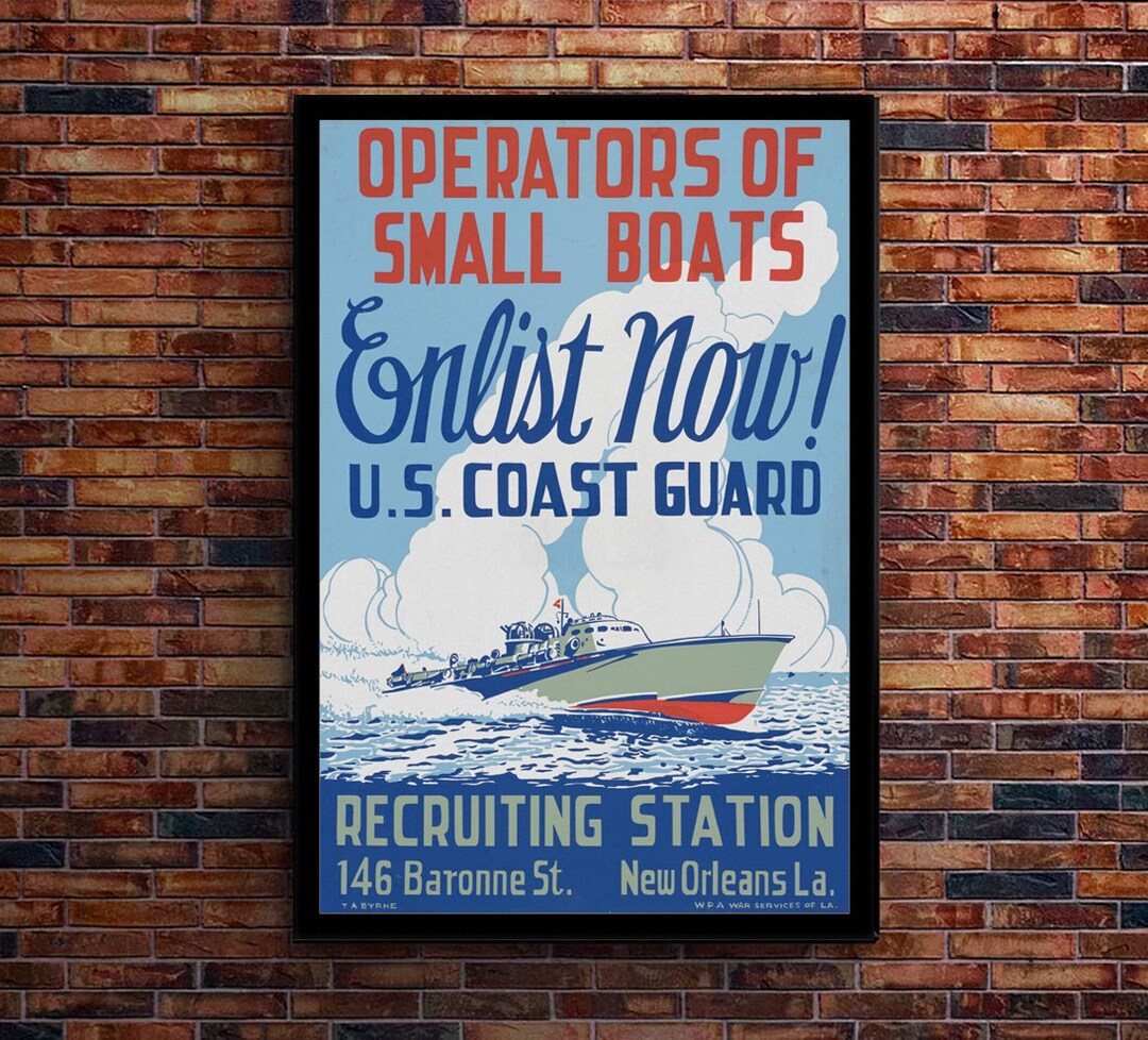 Enlist Now Coast Guard World War 2 Poster WW2 Vintage Poster - Etsy