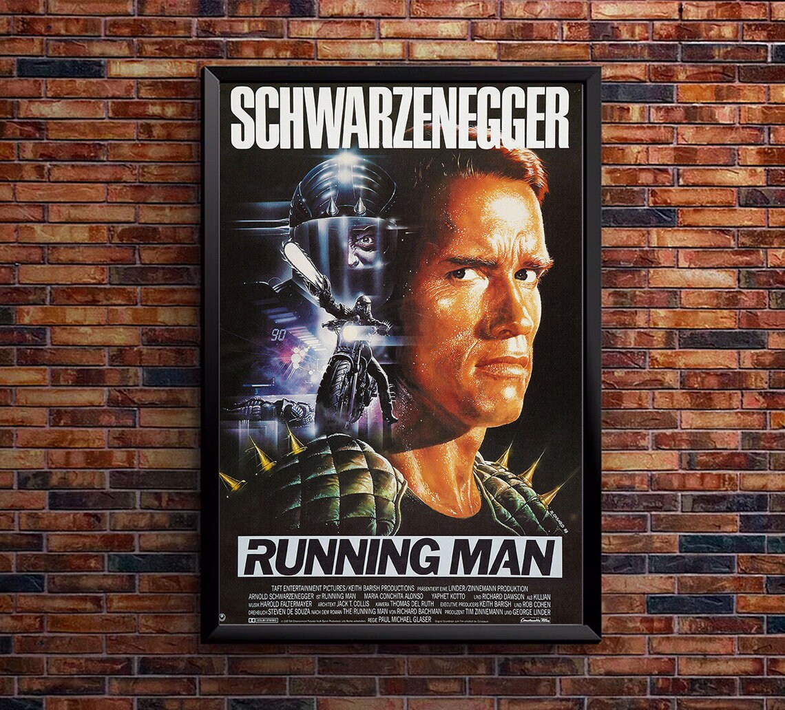 The Running Man Movie Poster Arnold Schwarzenegger US Version 2 - Etsy
