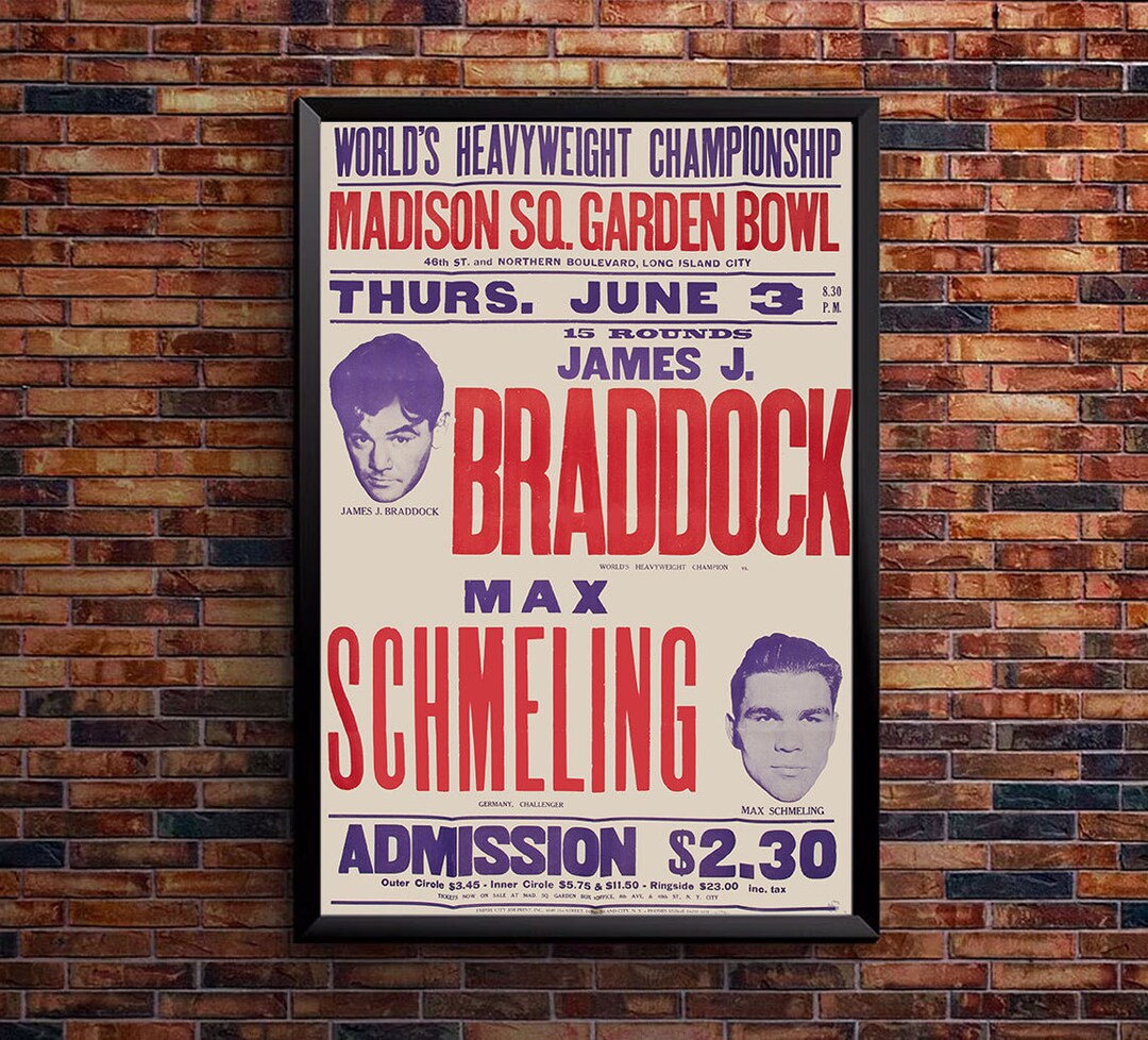 James Braddock Vs Max Schmelling 1936 Vintage Boxing Poster - Etsy