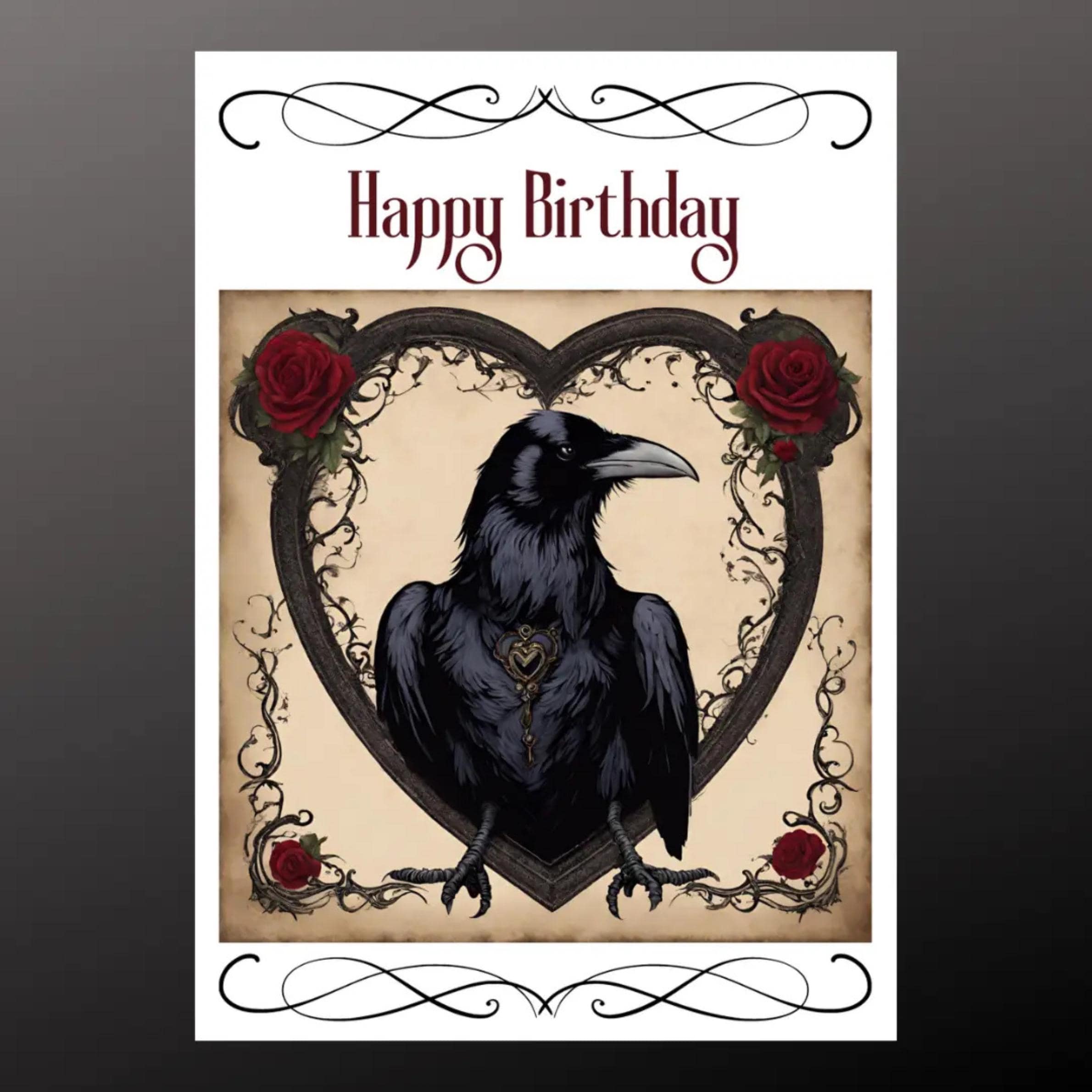 Personalised Raven Birthday Card Eco Friendly Plantable Seeded Pagan Wiccan Fantasy Art Poeimage ...