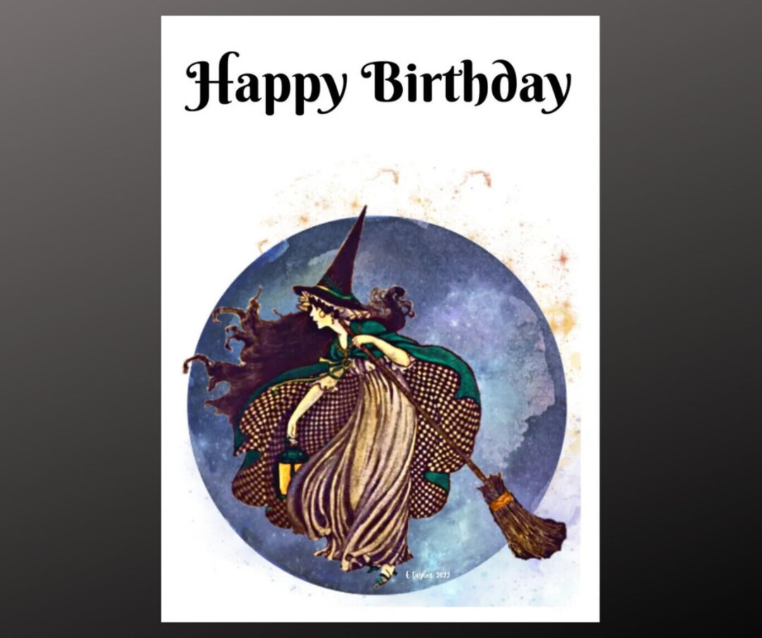 Happy Birthday Greetings Card Personalised & Seeded Option Pagan Wiccan Gothic Celestial Witch ...