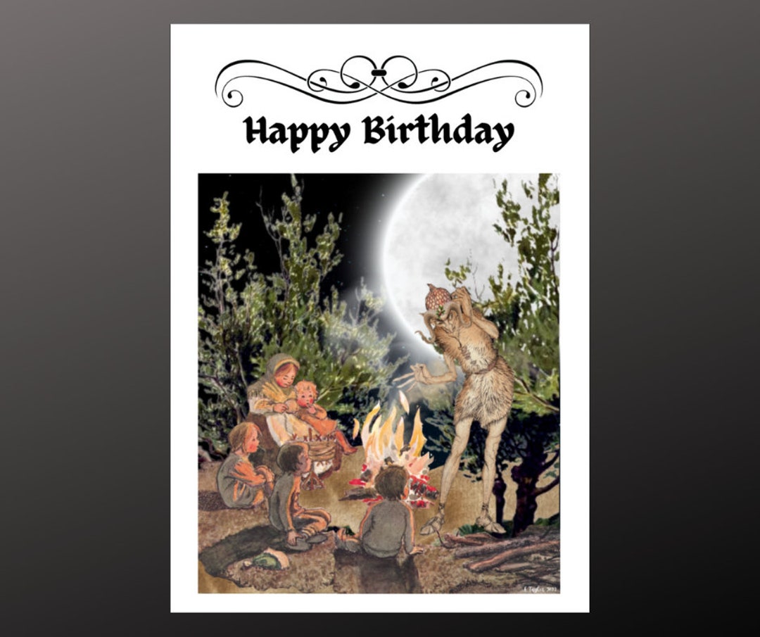 Happy Birthday Greetings Card Personalised & Seeded Option Pagan Wiccan Gothic Celestial ...