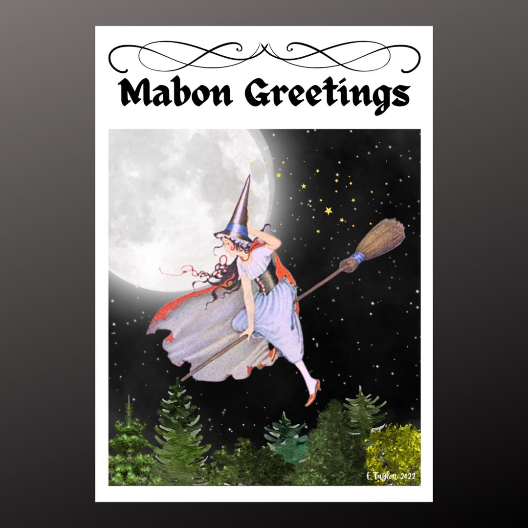 Mabon Greetings Card - Seeded & Personalised Option - Witch Wiccan Pagan Warlock Fantasy Art E ...