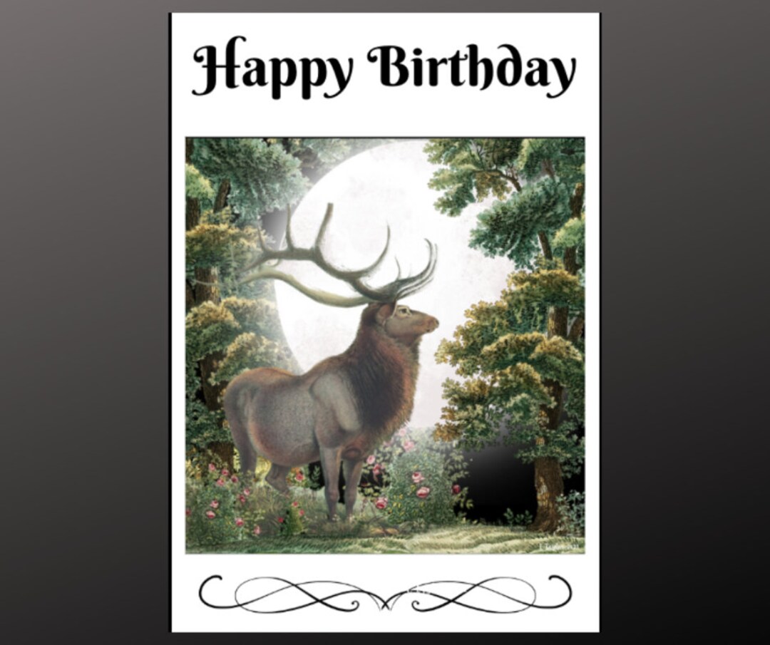 Happy Birthday Greetings Card Personalised & Seeded Option Pagan Celestial Stag - Etsy