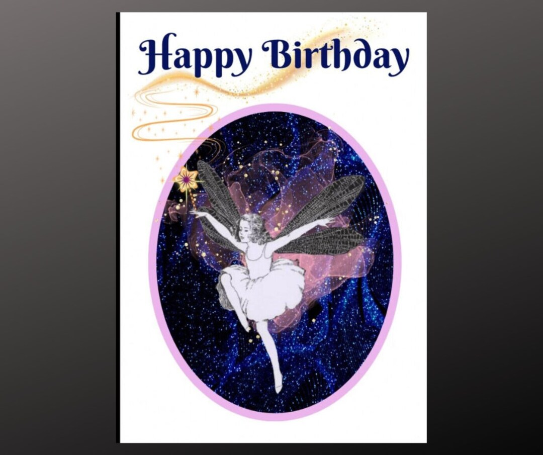 Happy Birthday Greetings Card Personalised & Seeded Option Pagan Wiccan Gothic Celestial Fairy ...