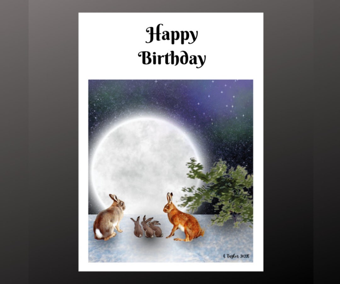 Happy Birthday Greetings Card Personalised & Seeded Option Pagan Wiccan Gothic Celestial Moon ...