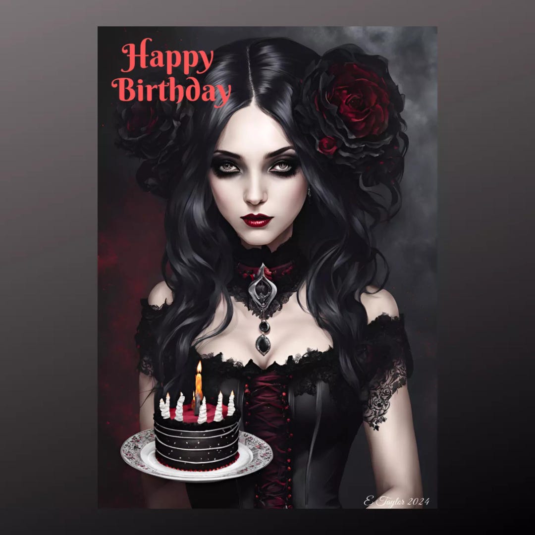 Gothic Goth Emo Birthday Card Free Personalisation Plantable Seeded Personalised Celestial Girl ...