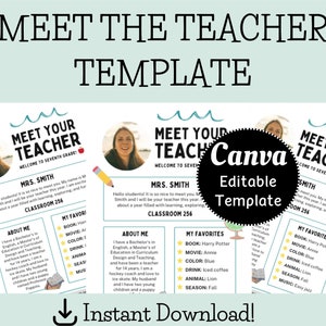 Editable Meet the Teacher Template Back to School Printable - Etsy