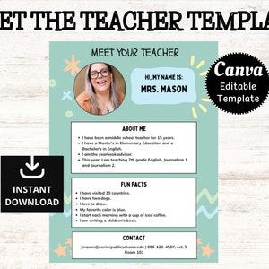 Editable Meet the Teacher Letter, Back to School Printable Flyer, Meet ...