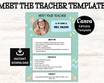 Editable Meet the Teacher Template, Back to School Printable Flyer ...