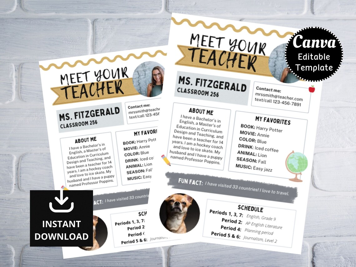 Editable Meet the Teacher Sign Back to School Printable - Etsy