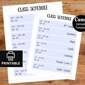 Editable Class Schedule, Customizable Teacher Schedule, Class Planner ...