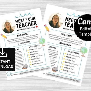 Editable Meet the Teacher Template Back to School Printable - Etsy