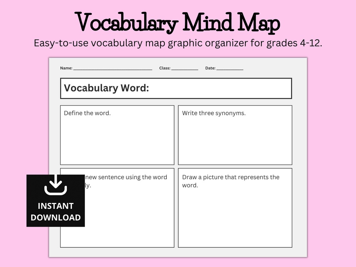 Vocabulary Mind Map, Mind Map, Word Map, Graphic Organizer, Vocab ...