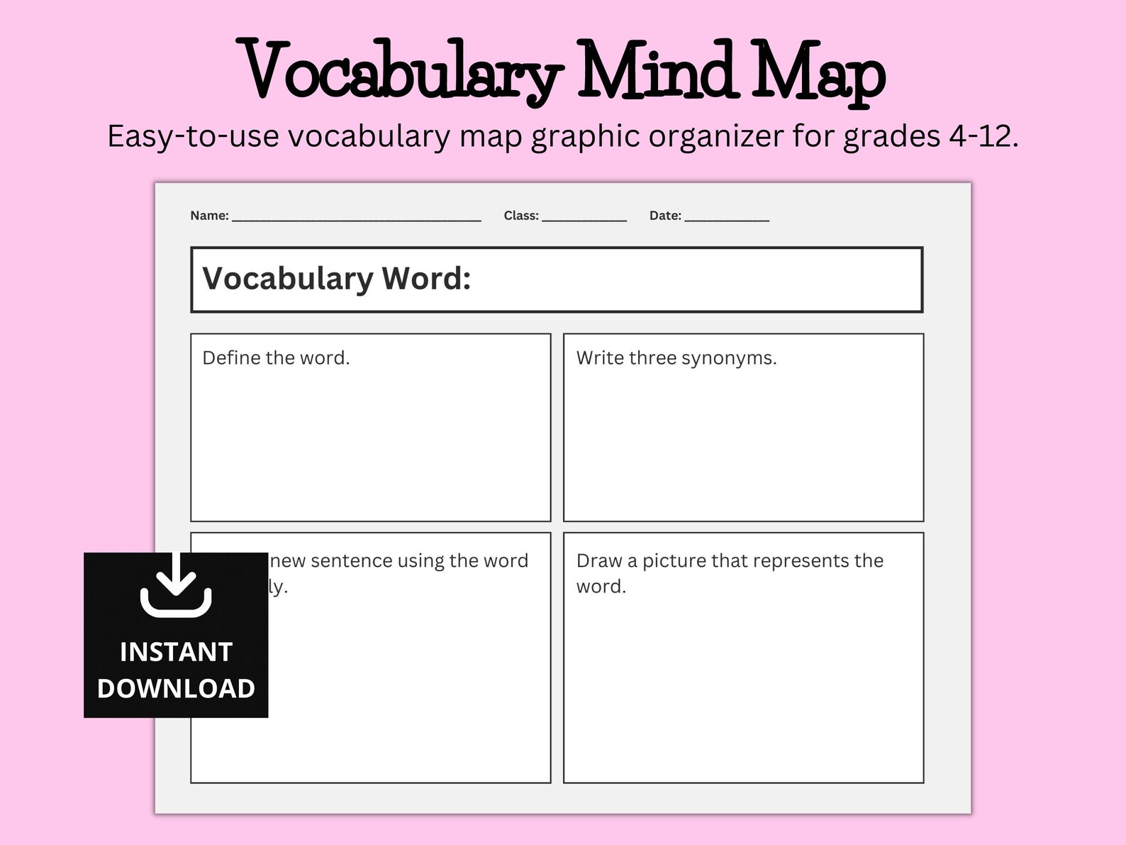 Vocabulary Mind Map, Mind Map, Word Map, Graphic Organizer, Vocab ...