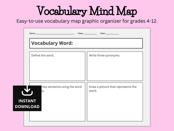 Vocabulary Mind Map Mind Map Word Map Graphic Organizer - Etsy