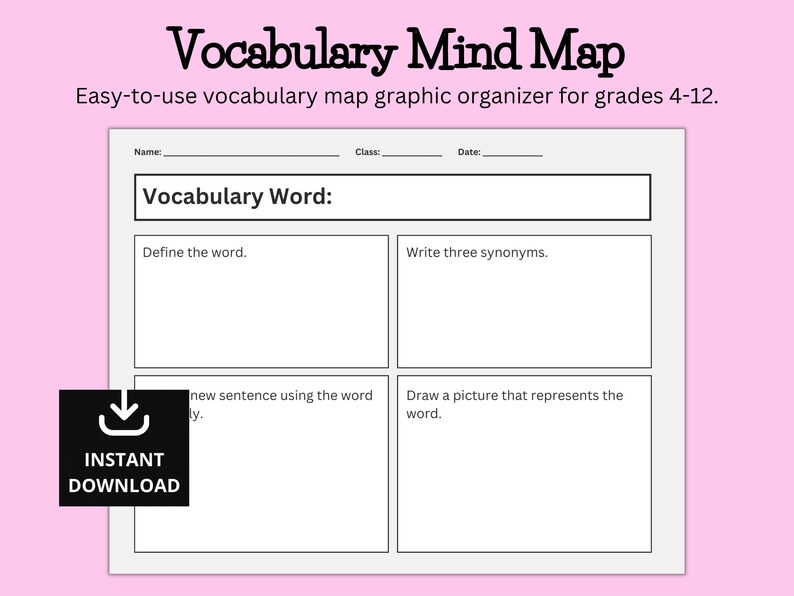 Vocabulary Mind Map, Mind Map, Word Map, Graphic Organizer, Vocab ...
