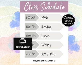 Editable Class Schedule, Customizable Teacher Schedule, Class Planner ...