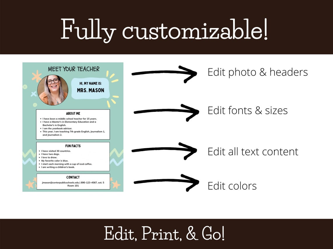 Editable Meet the Teacher Letter Back to School Printable - Etsy