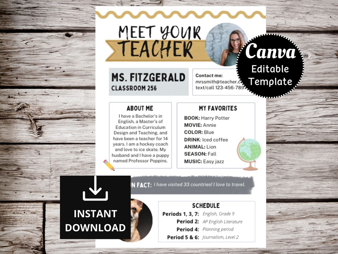 Editable Meet the Teacher Sign Back to School Printable - Etsy