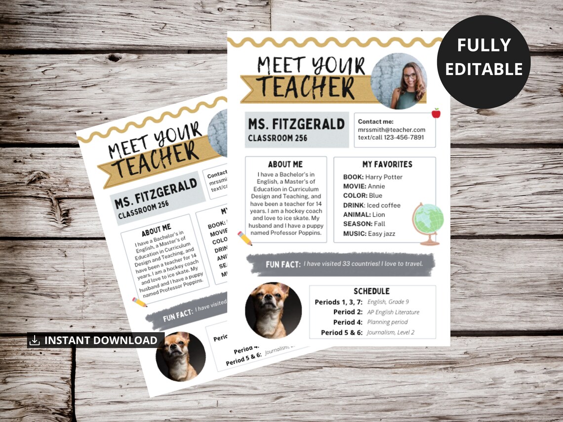 Editable Meet the Teacher Sign Back to School Printable - Etsy