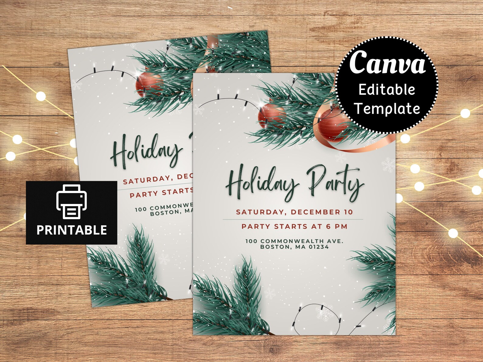 Editable Holiday Party Invitation Template, Printable Christmas Party ...