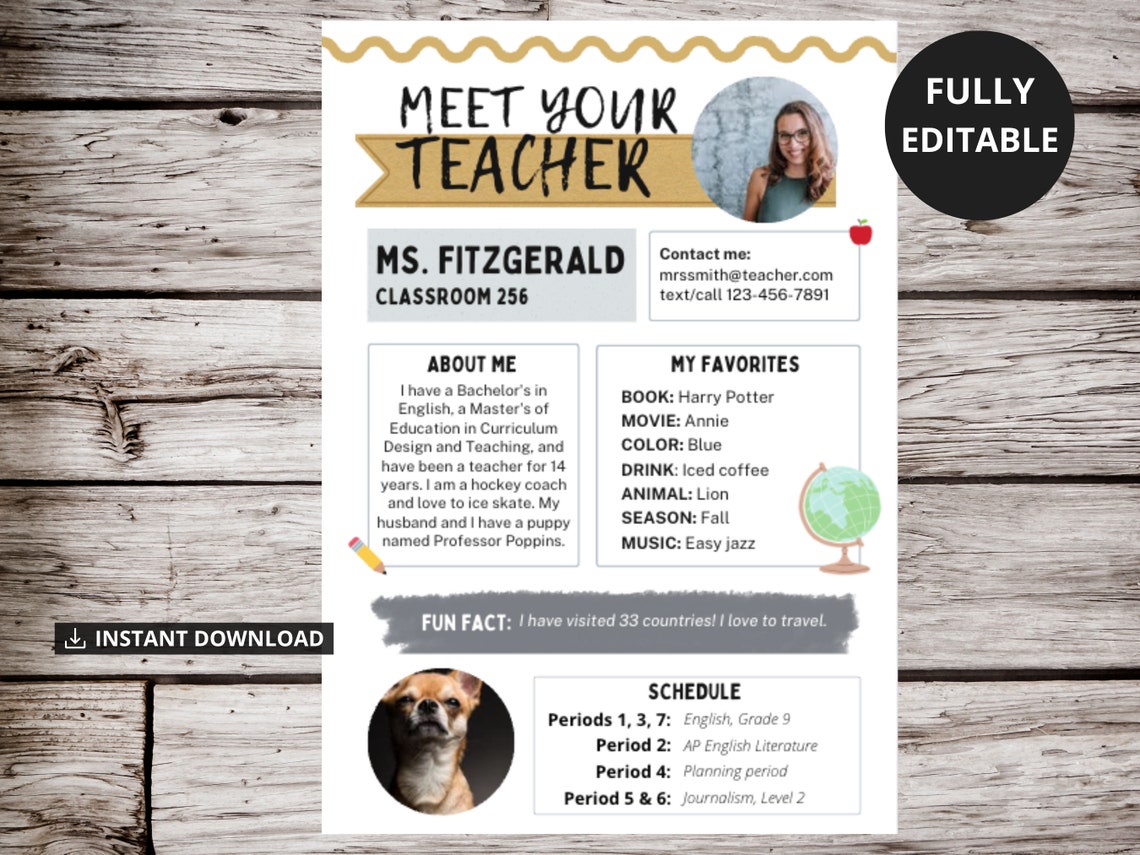 Editable Meet the Teacher Sign Back to School Printable - Etsy