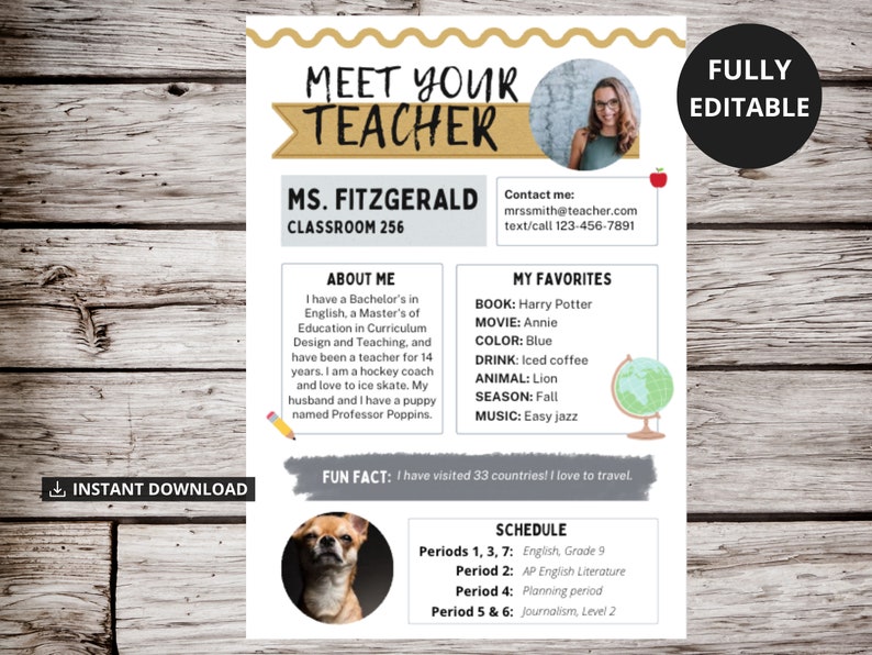 Editable Meet the Teacher Sign Back to School Printable - Etsy