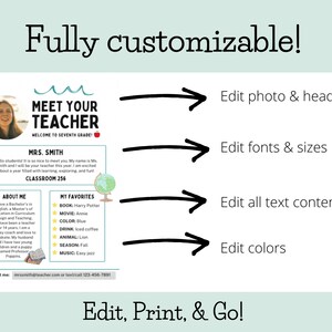 Editable Meet the Teacher Template Back to School Printable - Etsy