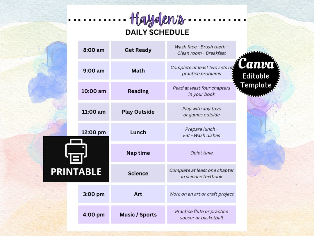 Kids Daily Schedule, Homeschool Schedule, Daily Routine, Class Schedule ...