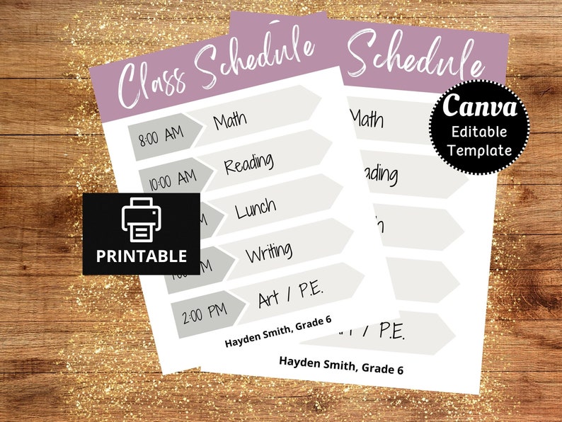 Editable Class Schedule, Customizable Teacher Schedule, Weekly Planner ...