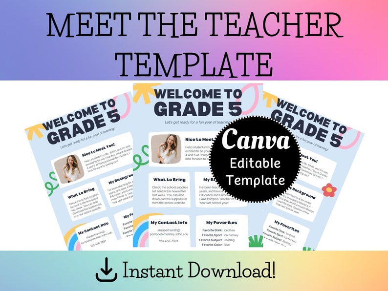 Editable Meet the Teacher Sign Back to School Printable - Etsy