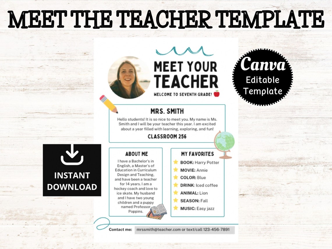 Editable Meet the Teacher Template, Back to School Printable Flyer ...