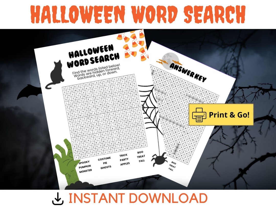 Halloween Word Search, Word Search Game for Kids, Answer Key, Classroom ...