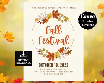 Editable Fall Festival Flyer, Fall Festival Poster, Classroom Party ...