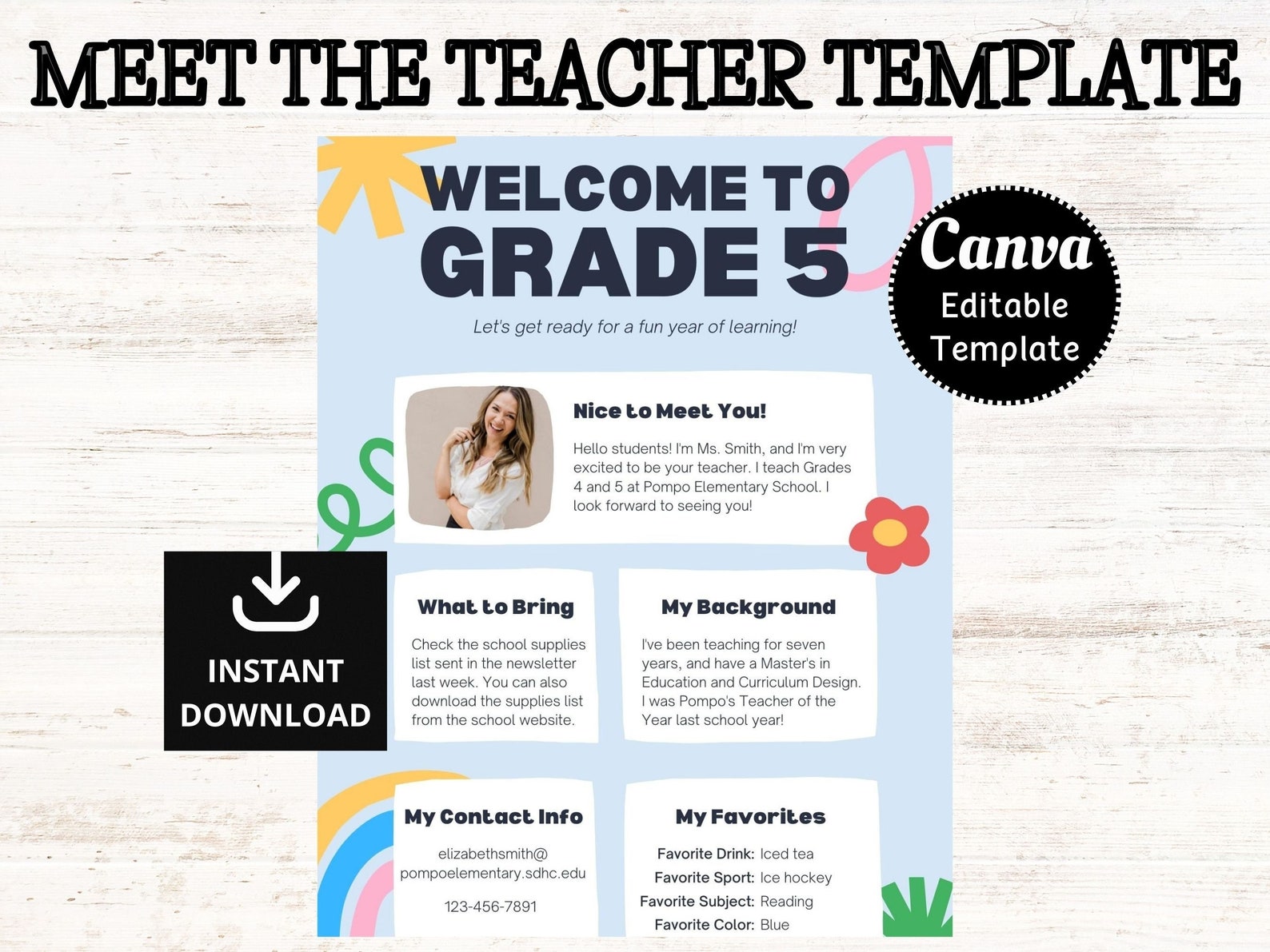 Editable Meet the Teacher Sign, Back to School Printable Flyer, Instant ...