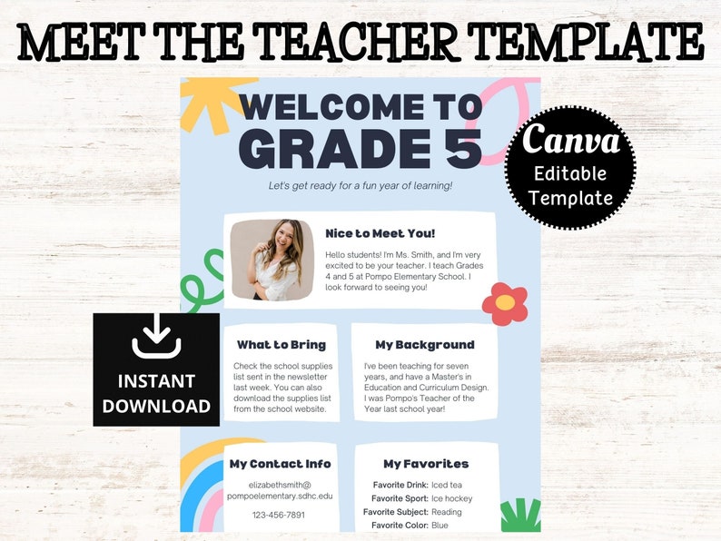Editable Meet the Teacher Sign, Back to School Printable Flyer, Instant ...