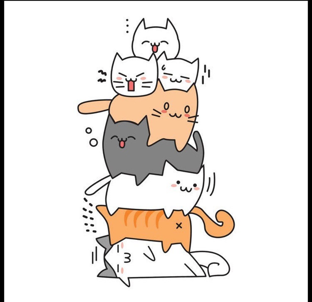 Cute Stack of Cats - Etsy