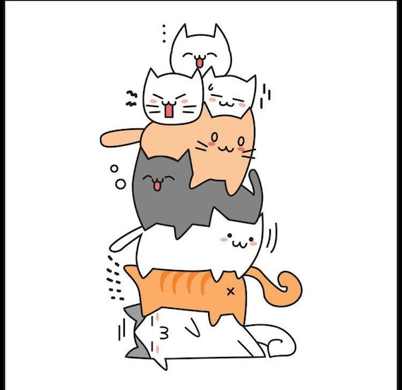 Cute Stack of Cats - Etsy