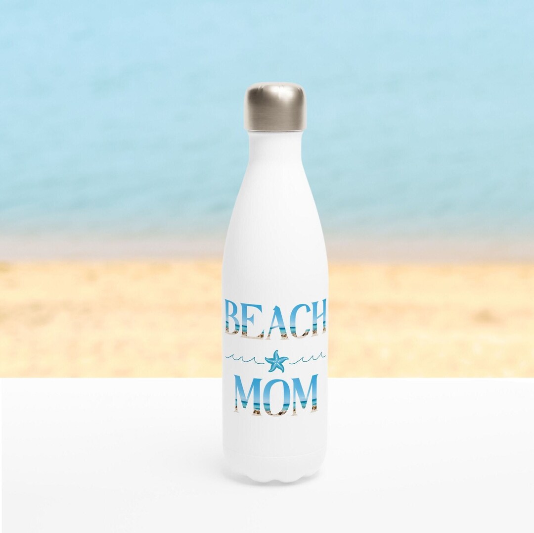 Stainless Steel Beach Mom Water Bottle, Double-wall Insulated, Ocean ...