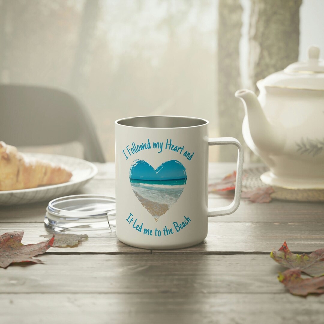 Travel Mug, Beach Themed, I Followed My Heart Coffee Cup, Coastal ...