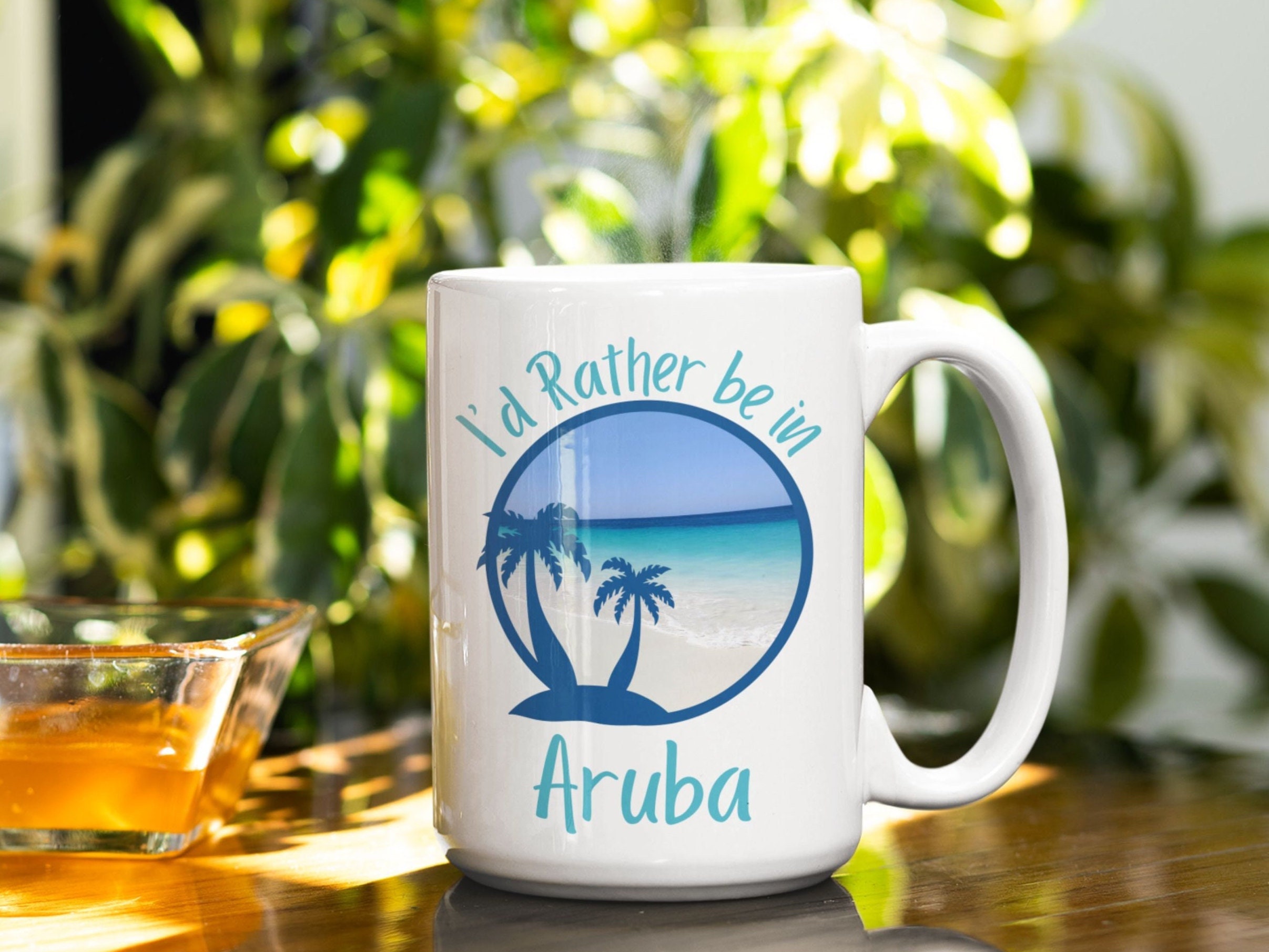 Aruba Beach Coffee Mug, I'd Rather Be in Aruba Cup, Tropical Turquoise ...