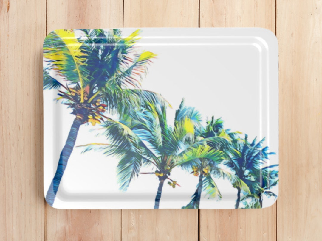 Decorative Palm Tree Tray Made in UK, Tropical Tea Tray, Plastic ...