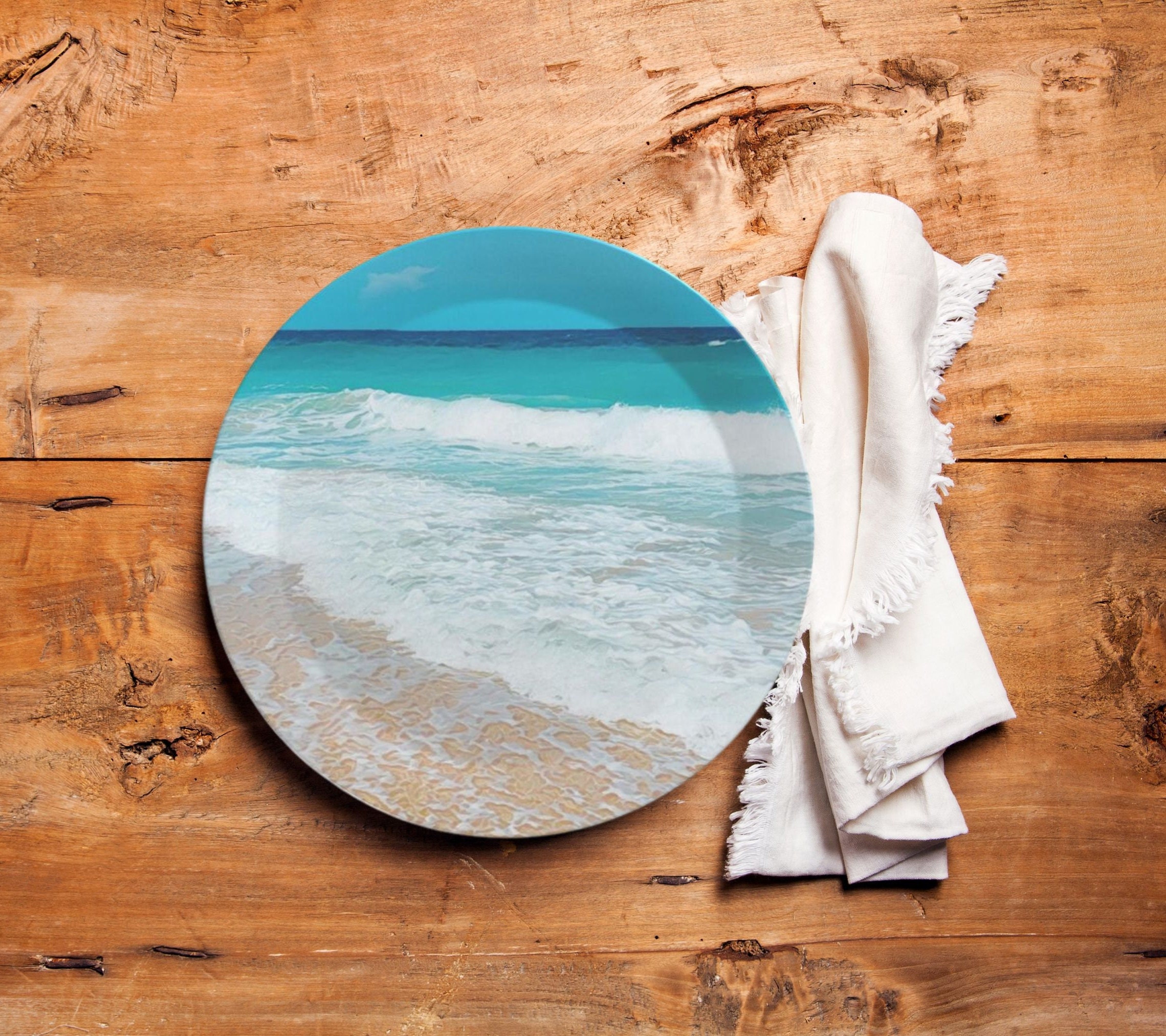 Set of 7.5 " Beach Plastic Plates, Made in UK, Tropical Party Decor ...