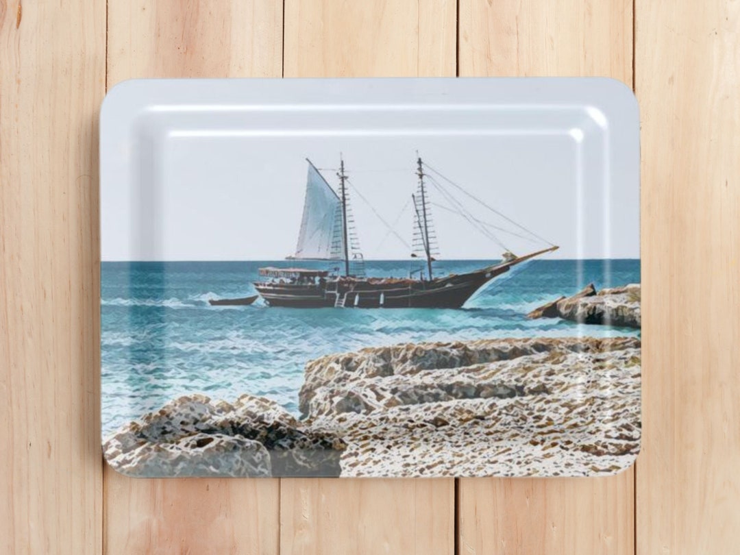 Aruba Pirate Ship Tray, Made in UK, Nautical Tea Tray, Ocean Serving ...